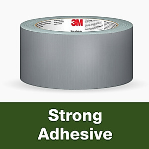 3M Utility Duct Tape, 3 Rolls, 1.88" in x 50 yd, Strong Adhesive, Adheres to Multiple Surfaces, Hand-Tearable, Silver Color Tape, Sticks Instantly, Perfect for Home & Shop Use (1950-3PK)
