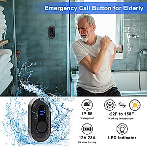 Wireless Caregiver Pager Call Button Nurse Call System 500Ft Range with LED Number Display for Elderly/Patient/Disabled at Home/Hospital/Clinic(6 Waterproof Call Button & 1 Receiver)