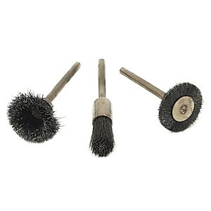 Forney 60241 Wire Bristle Brush Set, 1/8-Inch Shank, 3-Piece