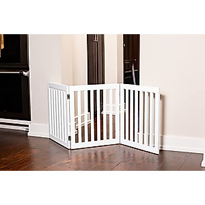 Internet's Best Traditional Dog Gate for The Home, Doorway, Stairs | 3 Panel | 24in H x 60in W | Small or Older Dogs, Puppies, Cat | Free Standing | Indoor Folding Pet Barrier | Wooden MDF | White