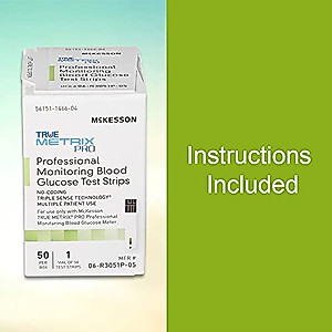McKesson True Metrix Pro, Blood Glucose Test Strips, Multiple Patient Use, 50 Strips, 24 Packs, 1200 Total