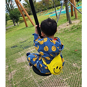 HOLAWIT Happy Face Fun Design Phone Holder Cute Sling Bag Positive Smile Crossbody Backpack for Kids Hiking Daypack Multipurpose Cross Body Chest Bag - Black