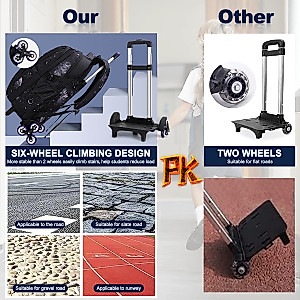 Voici et Voila Backpack with Wheels, Galaxy Trolley Schoolbag Kids Rolling Backpack with Lunch Box and Pencil Case Rolling Trolley Book Bag for Kids Boys