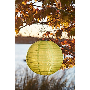 Allsop Home and Garden Soji Illume 14” LED Outdoor Solar Lantern, Handmade with Weather-Resistant UV Nylon, Lime (1-Count)