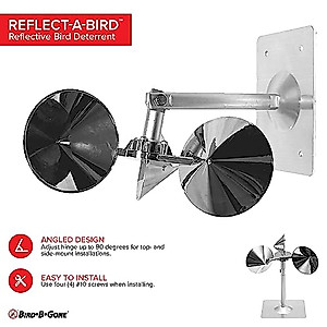 Bird B Gone - Reflect-A-Bird - Reflective Spinning Deterrent - Repels Pigeons, Sparrows, & Woodpeckers - Wind Powered - for Gardens, Railings, Roofs, Etc - Weatherproof Aluminum - Adjustable Neck