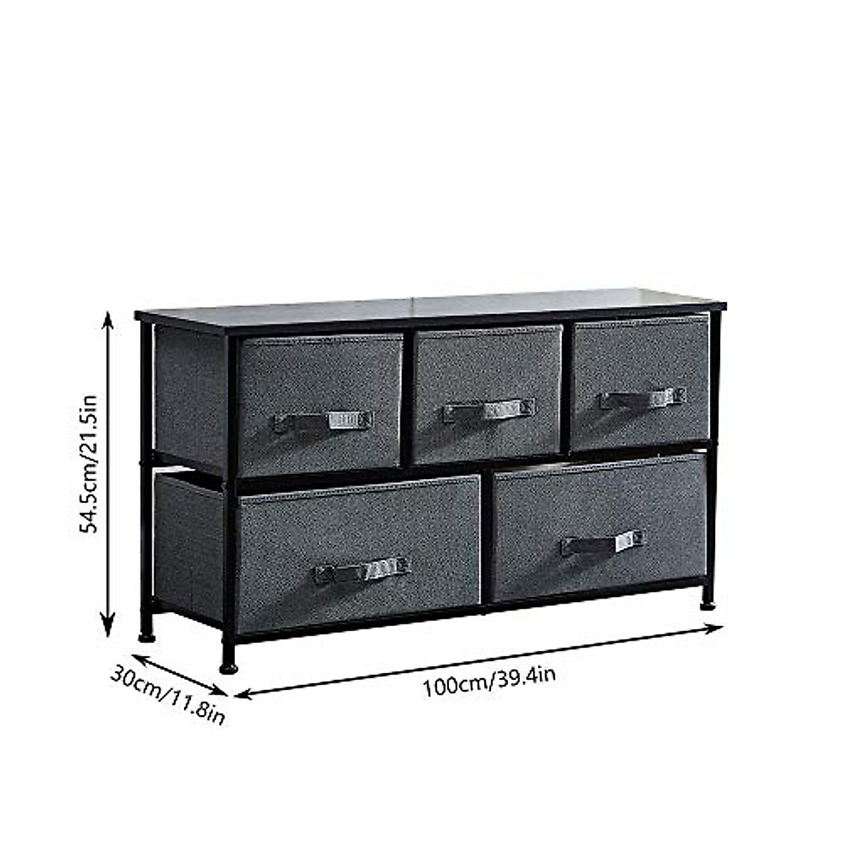 Rainbow Tree 5 Fabric Drawer Dresser - Wide Storage Dresser Organizer with 5 Fabric Drawers for Closet, Bedroom, Solid Wood Top, Durable Steel Frame