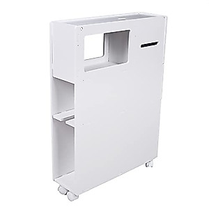 DYRABREST Bathroom Storage Cabinet with 2 Drawers - 4 Layer Multifunctional White Narrow Toilet Organizer Floor Side Cabinet - Movable Receive Arrange Ark Space Saver