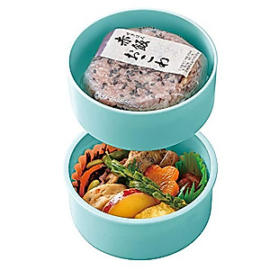Skater Sumikkogurashi 2 Tier Round Bento Lunch Box with Folk (17oz) - Authentic Japanese Design - Microwave Safe - Blue