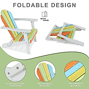 ABCPATIO Small Adirondack Chair Outdoor Small Patio Chair for Garden Porch Deck Backyard, Rainbow