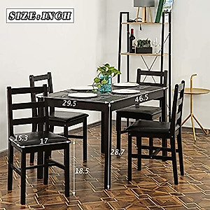 FDW Dining Wood Set Kitchen Table and Chairs for 4 Person, Style1, Brown