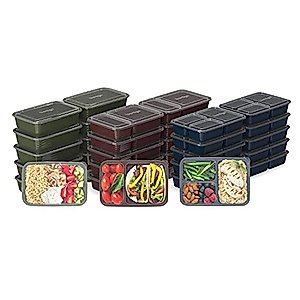 Bentgo® Prep 60-Piece Meal Prep Kit - 1, 2, & 3-Compartment Containers with Custom Fit Lids - Microwaveable, Durable, Reusable, BPA-Free, Freezer & Dishwasher Safe Storage Containers (Rich Shades)