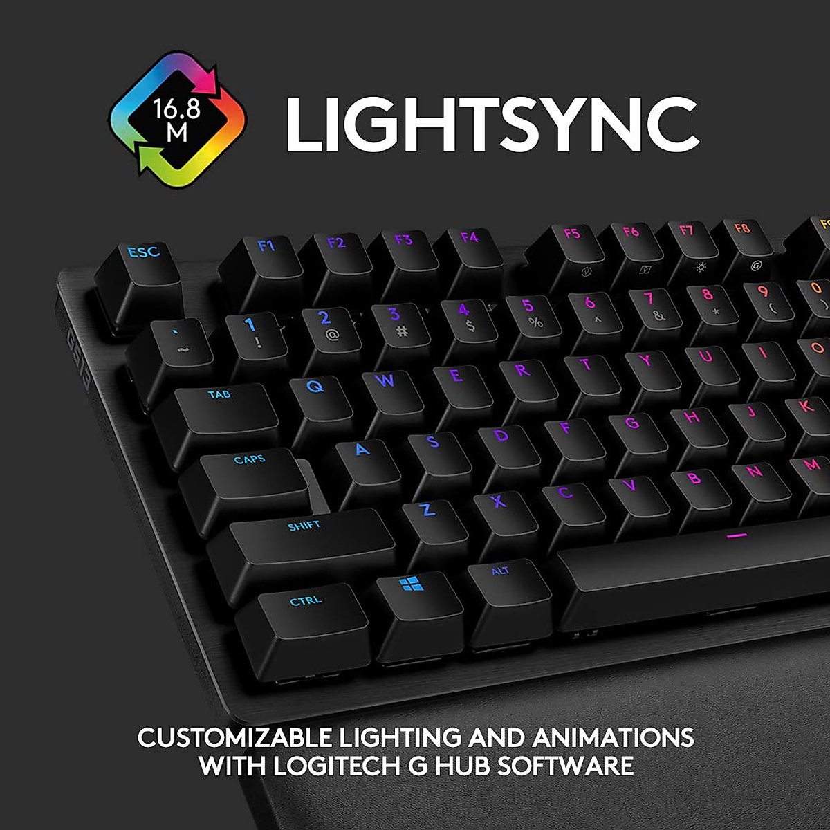 Logitech G513 Carbon LIGHTSYNC RGB Mechanical Gaming Keyboard with GX Brown Switches, Memory Foam, USB Pass-Through Port, Aircraft-Grade 5052 Aluminum Top Case - Tactile (Renewed)