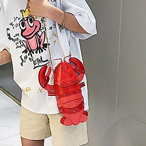 FENICAL Crawfish Crossbody Bag PU Leather Funny Single Shoulder Bag Cute Fashion Chain Bag Messenger Bag for Women Ladies Girls (Red)