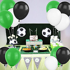 Black White Green Balloons, 60PCS Green Black Foootball Birthday Balloons, 12Inch Green White Latex Balloons Foootball Party Balloons for Boys Video Game Sprots Soccer Theme Party Baby Shower Supplies