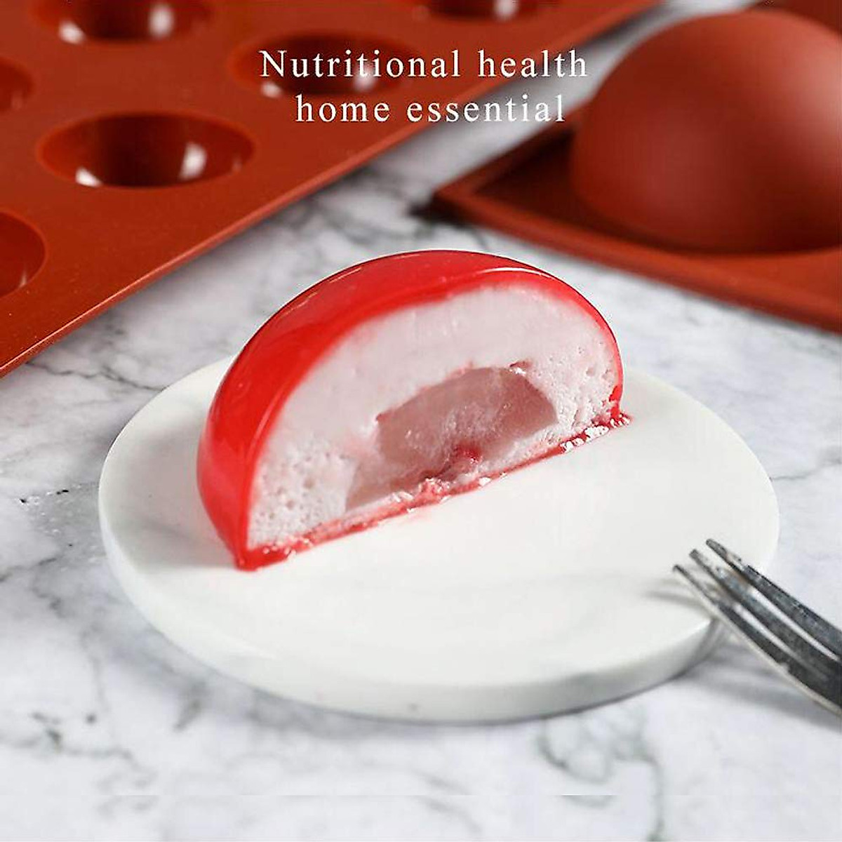 RAYNAG 2 Pack Medium Semi Sphere Silicone Mold Baking Chocolate Bath Bomb Making Domes Tray Cake Eyeballs Jelly Dome Mousse Soaps Molds, 15-cavity