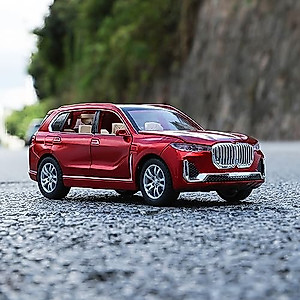 SASASC Toy Cars for Boys Compatible for BMW Toy Car X7 Diecast SUV Model Car Toys with Sound and Light Collectible Pull Back Metal Car for 3+ Year Old Kids (Red, 1:32)