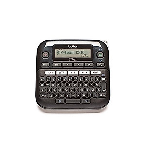 Brother PT-D210VP Label Maker, P-Touch Label Printer, Desktop, QWERTY Keyboard, Up to 12mm Labels, Includes Carry Case/AC Adapter/12mm Black on White Tape Cassette, UK Plug