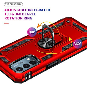 YZOK Compatible with OnePlus Nord N200 5G Case,with HD Screen Protector, [Military Grade] Ring Car Mount Kickstand Hybrid Hard PC Soft TPU Shockproof Protective Case for OnePlus Nord N200 5G (Red)