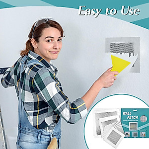 TUZAZO 12 Pack Drywall Repair Kit, 4/6/8 Inch Aluminum Fiber Mesh Dry Wall Repair Patches with Scraper and Sandpaper, Self-Adhesive for Ceiling Plaster Wall Hole Easy Solution