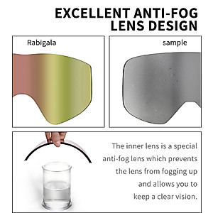 RABIGALA Kids Ski Goggles Bundle with Adult Ski Goggles (revo&silver)