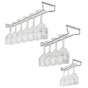 Greatstar Wine Glass Rack, Under Cabinet Wine Rack Glass Holder Stainless Steel Chrome Finish - Hanging Stemware Holder for Bar Kitchen (21inch)
