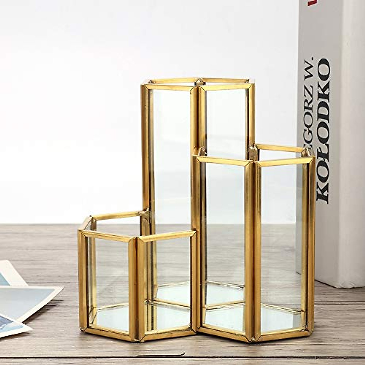 Makeup Brush Holder, with Non Slip Bottom Elegant Design Gold Glass Stationery Organizer, for Home Decor Desk Dresser for Office Decor