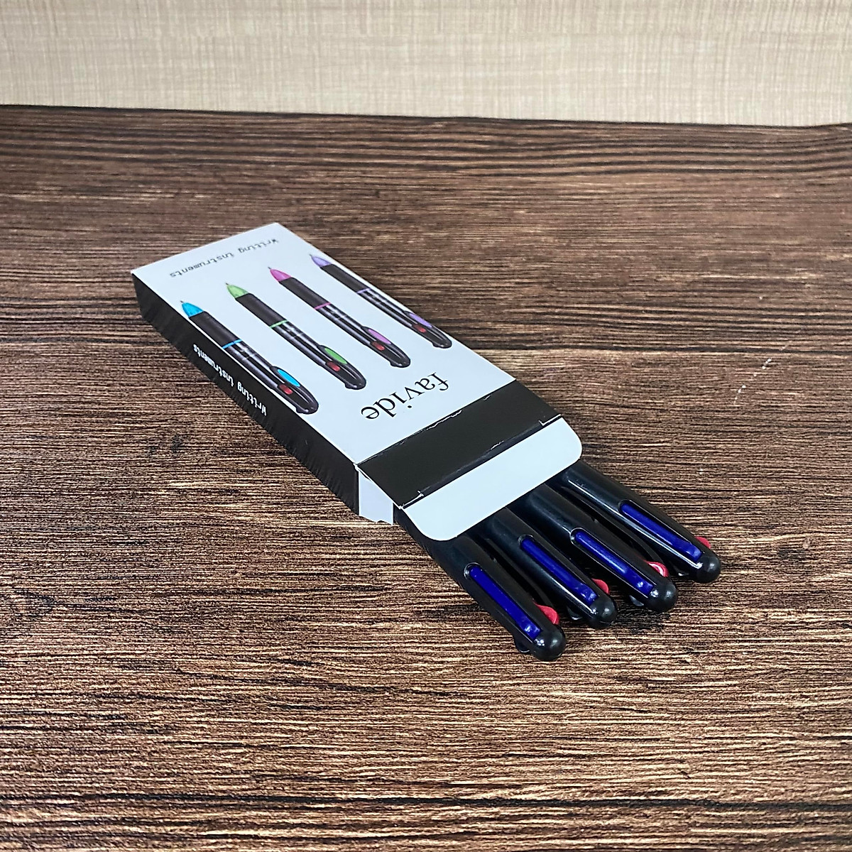 favide 4 Pack 0.7mm 4-in-1 Multicolor Ballpoint Pen，4-Color Retractable Ballpoint Pens for Office School Supplies Students Children Gift