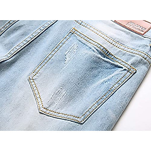 Liuhond Men's Ripped Distressed Destroyed Straight Fit Washed Denim Jeans Pants(3330Blue, 34)