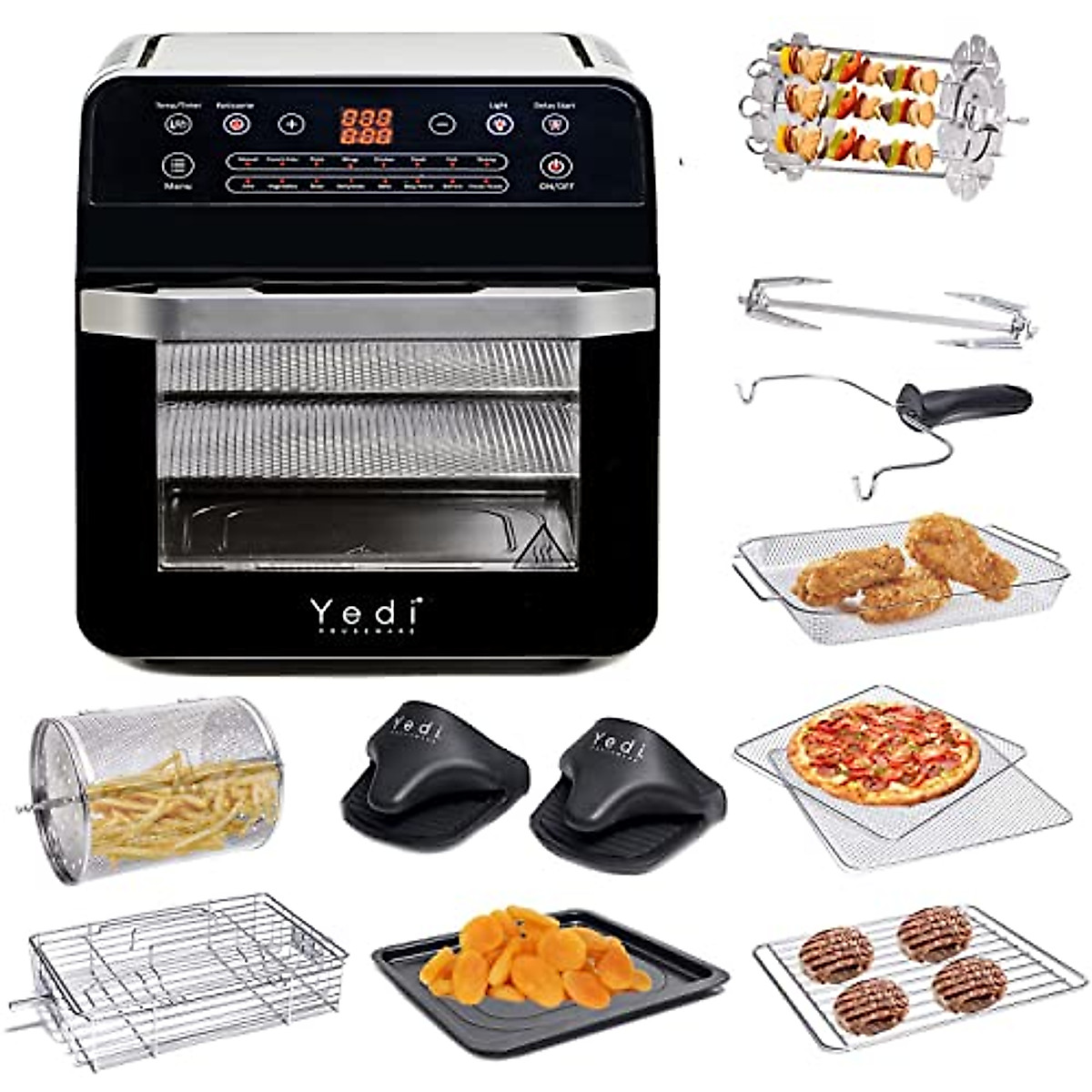 Yedi Total Package 18-in-1 Air Fryer Oven, Air Fryer with Rotisserie and Dehydrator + 100 Recipes, 12.7 Quart