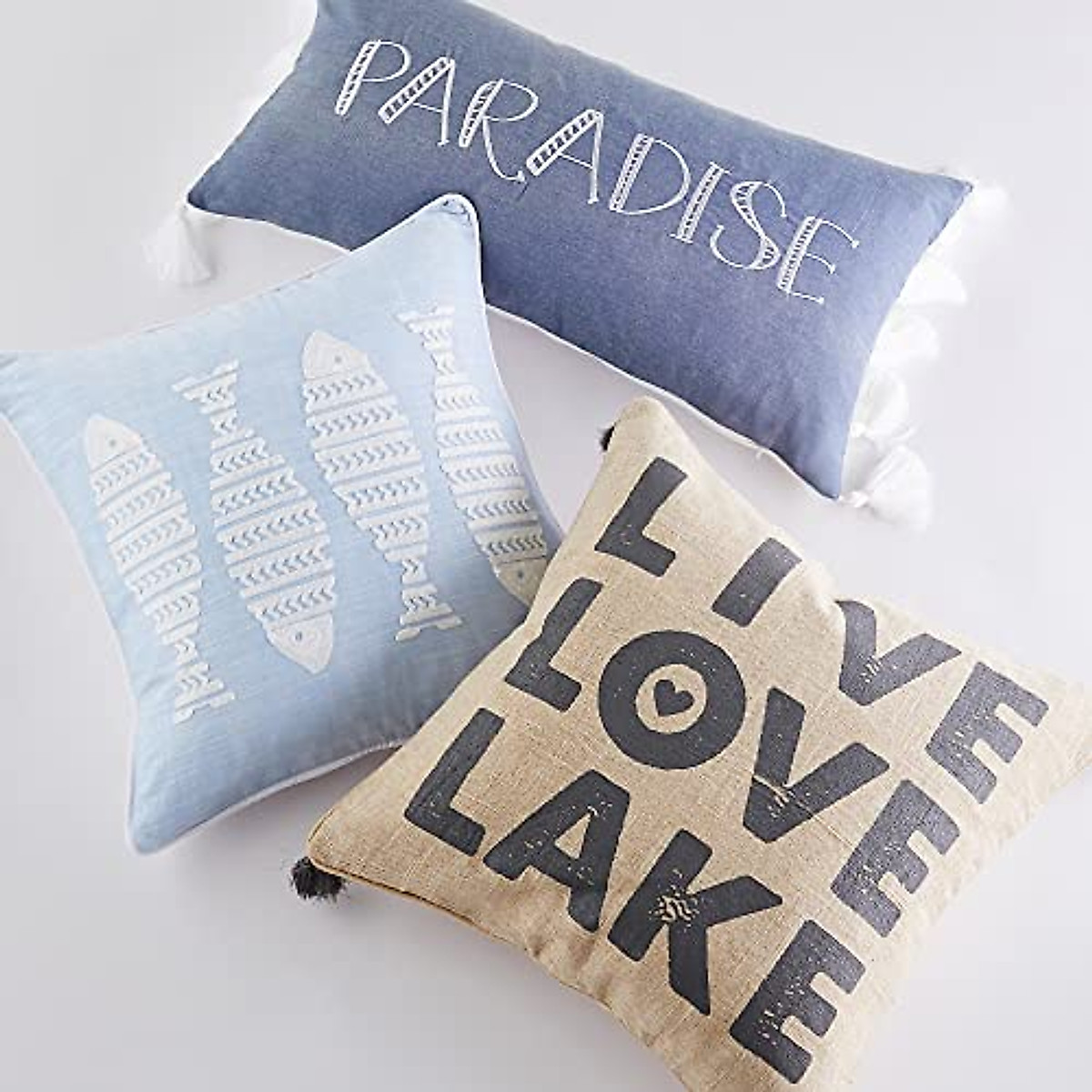 Levtex Home - Truro - Decorative Pillow (12 X 24in.) - Paradise - Dusty Blue and White