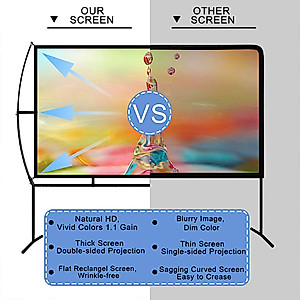 Projector Screen with Stand Foldable Portable Movie Screen 120 Inch（16：9）, HD 4K Double Sided Projection Screen Indoor Outdoor Projector Movies Screen for Home Theater