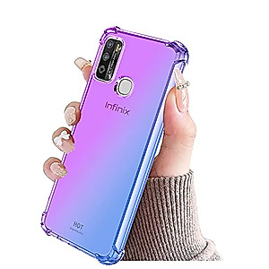 KOARWVC Case for Hot 11 Play/Hot 10 Play Case, Hot 9 Play X680 Case, Crystal Clear Case Gradient Slim Anti Scratch TPU Shockproof Protective Phone Cases Cover for Infinix Hot 11 Play (Purple/Blue)