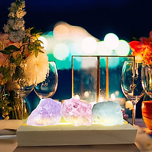 4.33 Inch Rectangle Display Pedestal, Wooden Light Display Stand LED Base Art Lights Display Pedestal Crystal Wood Lighted Base Stand for Crystal Display Glass Art Pedestal Paperweighs (4 Pcs)