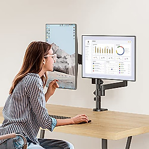 WALI Dual Monitor Mount, Adjustable Gas Spring Arms Mount for 2 Monitors up to 32 inch, 17.6lbs Weight Capacity, Fully Adjustable for Home Office (GSDM002), Black