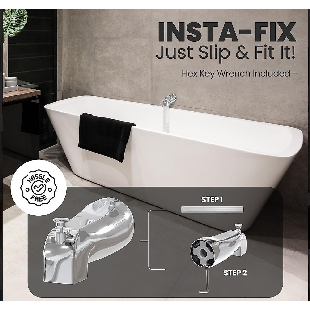 Slip Fit Tub spout with Diverter, Compatible with American Standard 8888026.002 Tub Spout, Bathtub Faucet, Fit 1/2 inch Copper Water Tube polished chrome bathtub Faucet with shower diverter