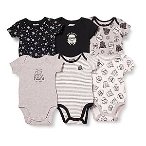 Amazon Essentials Disney | Marvel | Star Wars Unisex Babies' Short-Sleeve Bodysuits, Pack of 6, Star Wars Tiny Trooper, Newborn
