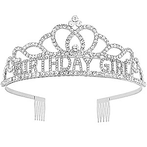 AOPRIE Diane Birthday Crowns for Women Silver Tiaras for Girls Crowns for Girls Rhinestone Crystal Decor Headband