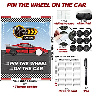 PARTYLOUD Cars Party Games, Pin The Wheel On The Car, Cars Monster Truck Party Birthday Party Fun Games Supplies Decorations Decor for Families Adult Groups