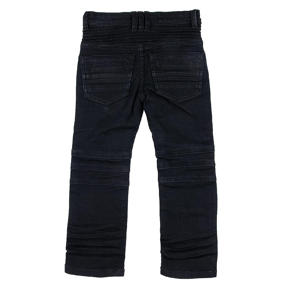 X RAY Baby Boys Toddler Jeans, Elastic Waist Biker Moto Distressed Ripped Denim Jeans for Boys & Colored Pants, Jet Black Moto 3T