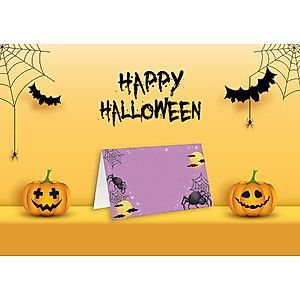 Halloween Table Place Card, 25-Piece Tent Style Cards Set, Special Paper Easy-to-Write and Foldable, Seating Cards for Halloween Party, Food Labels -H03