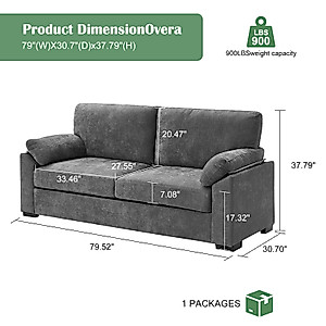IDEALHOUSE 80" Sofas Couches for Living Room, 3 Seater Chenille Recliner Sofa Mid-Century Modern Sofa Couch with Space Spring Cushion and Solid Wood Frame, Removable Back and Seat Cushions