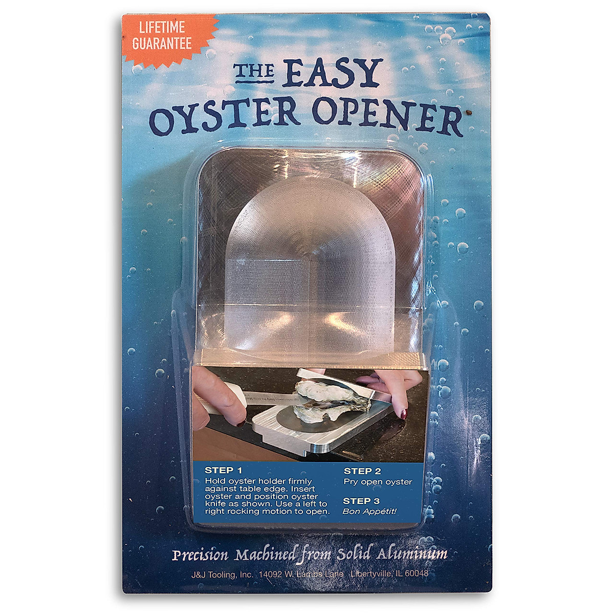 J&J Products The EZ-OYSTER Opener Shucking Tool & Oyster Opening Knife with Large Non-Slip Handle Gift Set