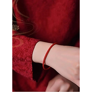 PengZhang BCletty Bracelet Unisex Steel Rope Bracelet Couple Bracelet Simplicity Fashion Titanium Buckle Adjustable Wire Rope Bracelet (Open Bracelet - Red, not adjustable)