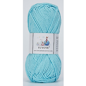 YUYOYE 100% Mercerized Cotton Yarn for Crochet and Knitting - 100g,Sky Blue-01