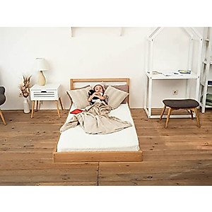 BUSYWOOD Loft Floor Bed for Kids - Comfortable Teen Bed - Wood Loft Bed Frame for Kids - Cozy Junior Floor Bed - Girls Bed - Boys Bed - Toddler Floor Bed (Model 9, Floor)