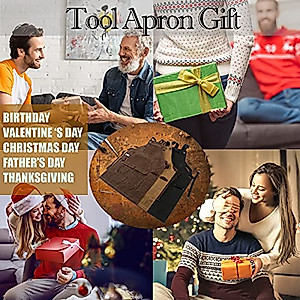 Woodworking Shop Apron - 16 oz Waxed Canvas Work Aprons | Metal Tape holder, Fully Adjustable to Comfortably Fit Men Size S to XXL | Tough Tool Apron to Give Protection, Ideal Fathers Day GIft for Dad