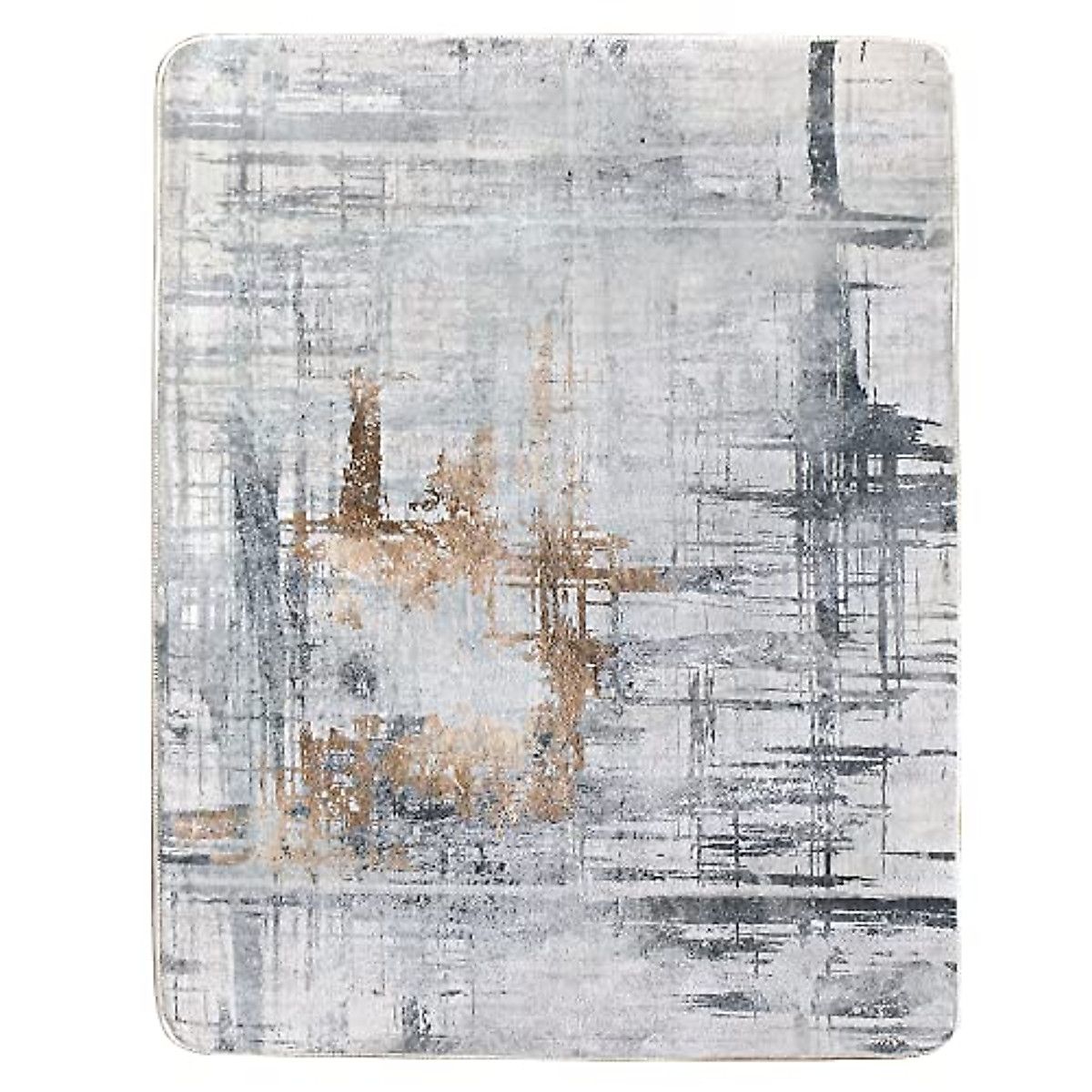 Calore Rugs Mordern Soft Abstract Distressed Area Rugs for Living Room/Bedroom/Dining Room,Medium Pile Carpet Floor Mat (3.9 x 5.2 ft, Gray/Green)
