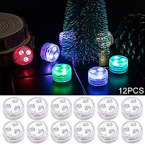 EMVANV Submersible Led Lights, Mini Underwater Light 3 LED RGB Tea Lights Candles, Hot Tub Pond Lights with Remote for Fountain Aquariums Vase Garden Party(6pcs)