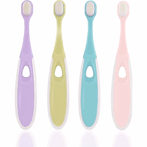 Loowkin Toddler Toothbrush for 1-5 Years Old，Nano Baby Toothbrush with Tongue Cleaner，Kids Toothbrush 12 Months up