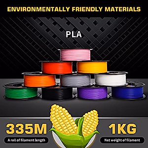 LOTMAXX PLA Filament 1.75mm PLA 3D Printer Filament, 1kg Spool (2.2lbs), Dimensional Accuracy +/- 0.03mm, Fit Most FDM Printer(Yellow)